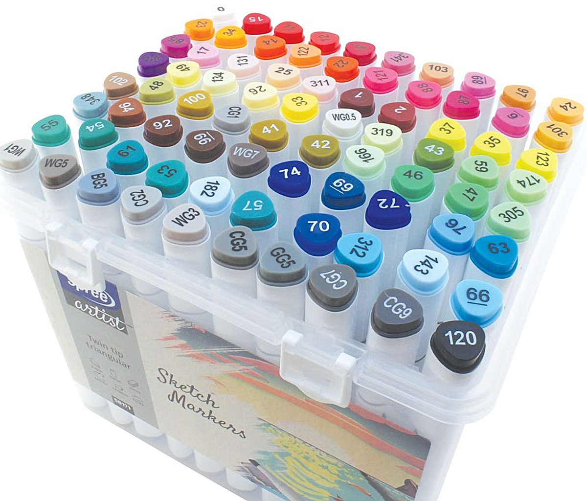Двувърхи маркери Spree Artist Sketch, 80 цвята, в кутия - Книжарница Orange