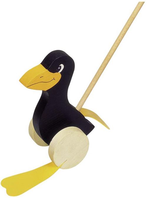Дървена играчка за бутане Goki - Гарван - Книжарница Orange