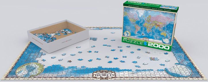 Пъзел Eurographics - Карта на света, 2000 части - Книжарница Orange