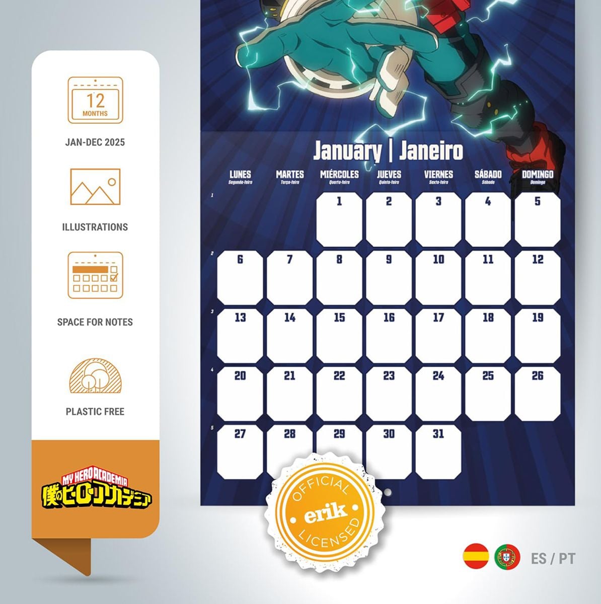 Календар Grupo Erik - My Hero Academia, 2025 година - Книжарница Orange