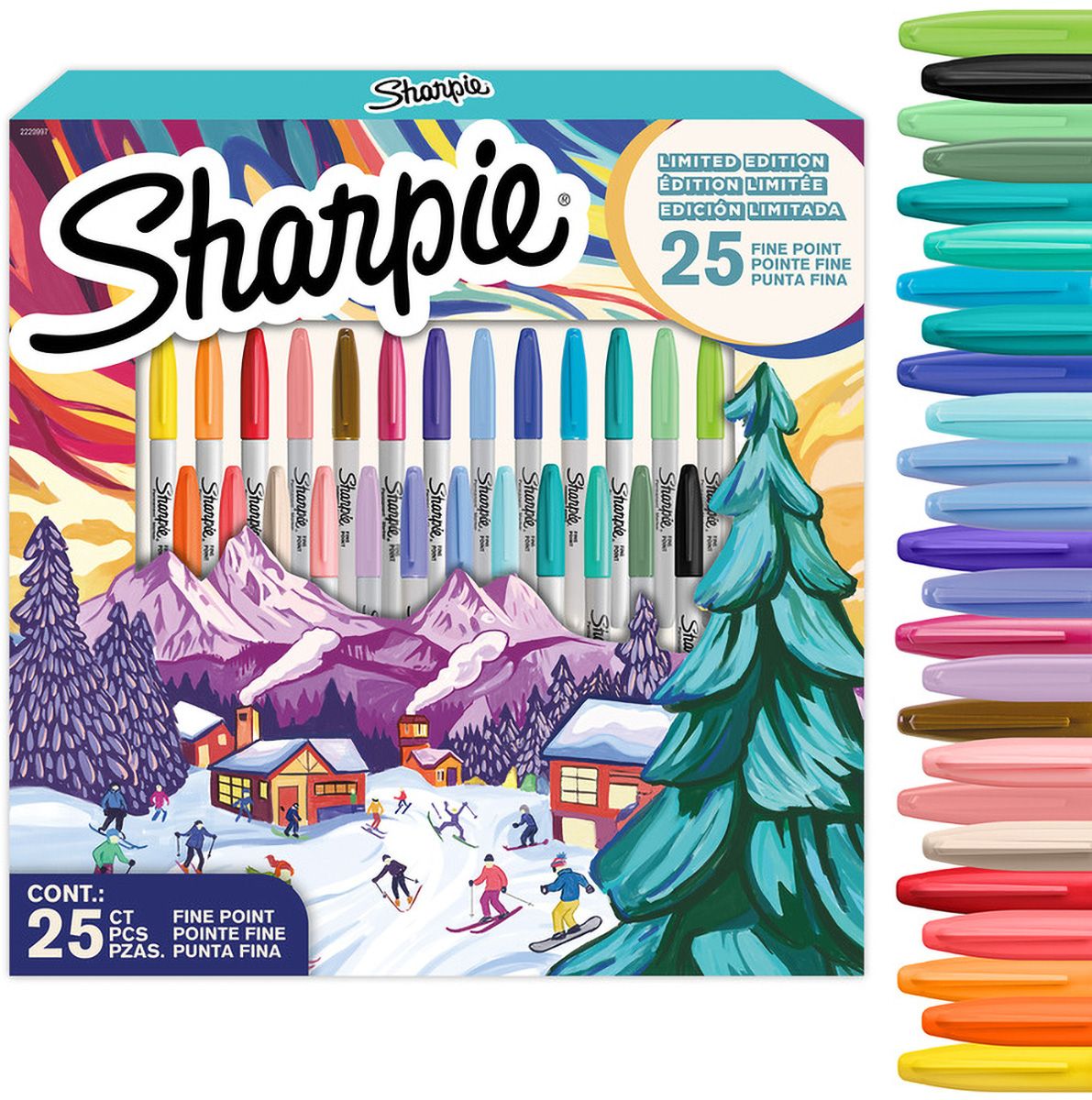 Комплект перманентни маркери Sharpie Winter Holiday, 25 цвята ...