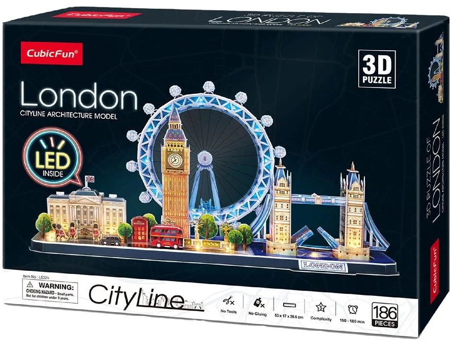 Светещ 3D пъзел Cubic Fun CityLine - Лондон, 90 части - Книжарница Orange