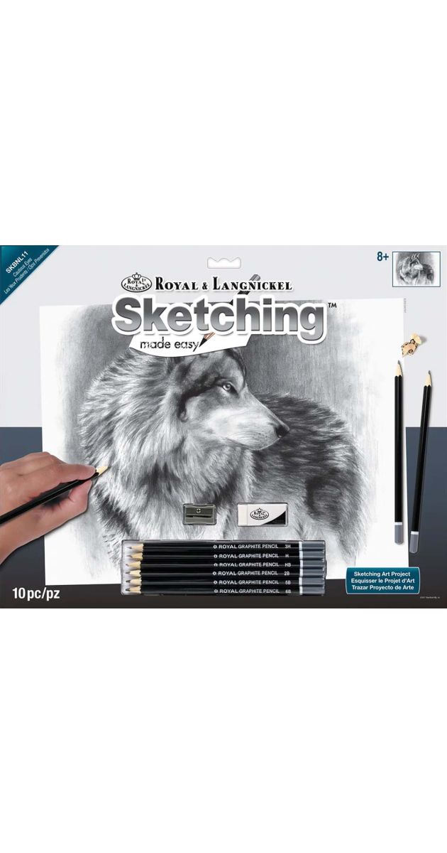 Комплект за лесно рисуване с моливи Royal & Langnickel - Вълк, графика ...