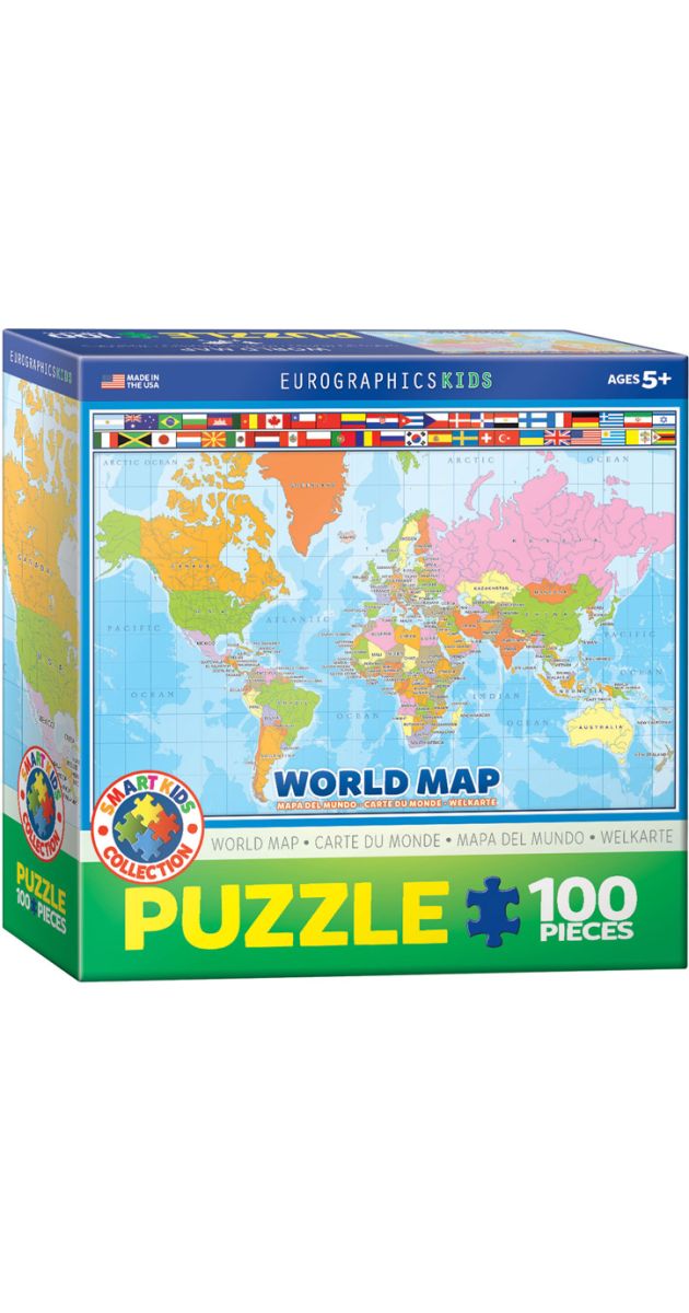 Пъзел Eurographics - Карта на света, 100 части - Книжарница Orange
