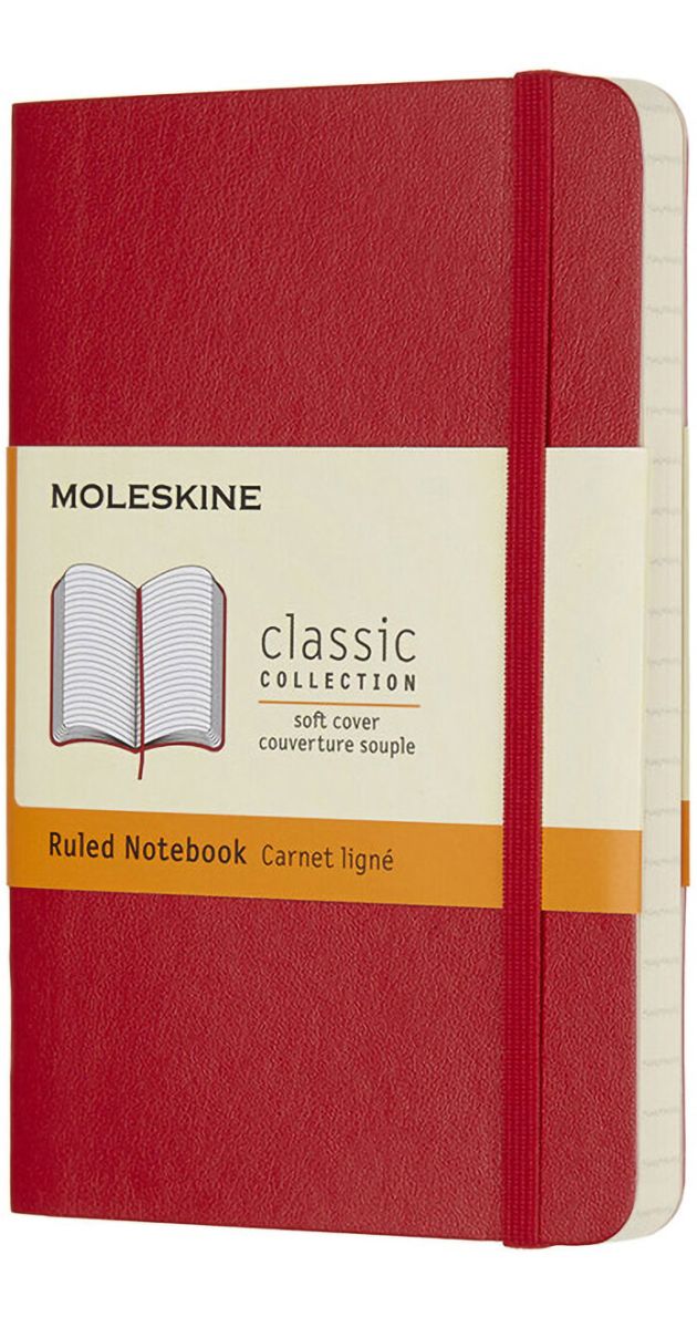 Джобен червен тефтер Moleskine Classic Scarlet Red с меки корици и ...